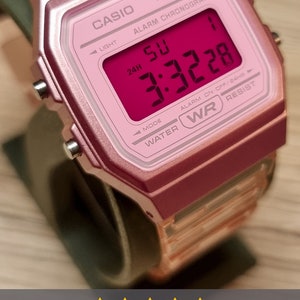 Miami Pink – Modified Watch Based on Casio F-91W – Transparent Pink ...