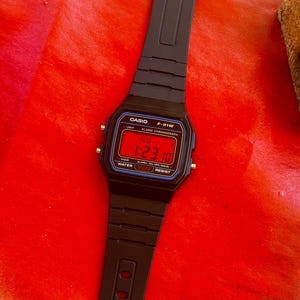 Extra Red – Modified Casio F-91W – Custom Black Digital Watch With High ...