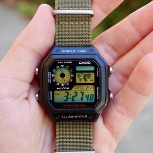 Casio Custom Hydro Mod Royale AE1200 Full Forest 22mm Watch Black ...