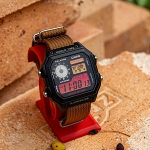 Casio Custom Hydro Mod Royale AE1200 Sand Star Watch Red and Yellow ...