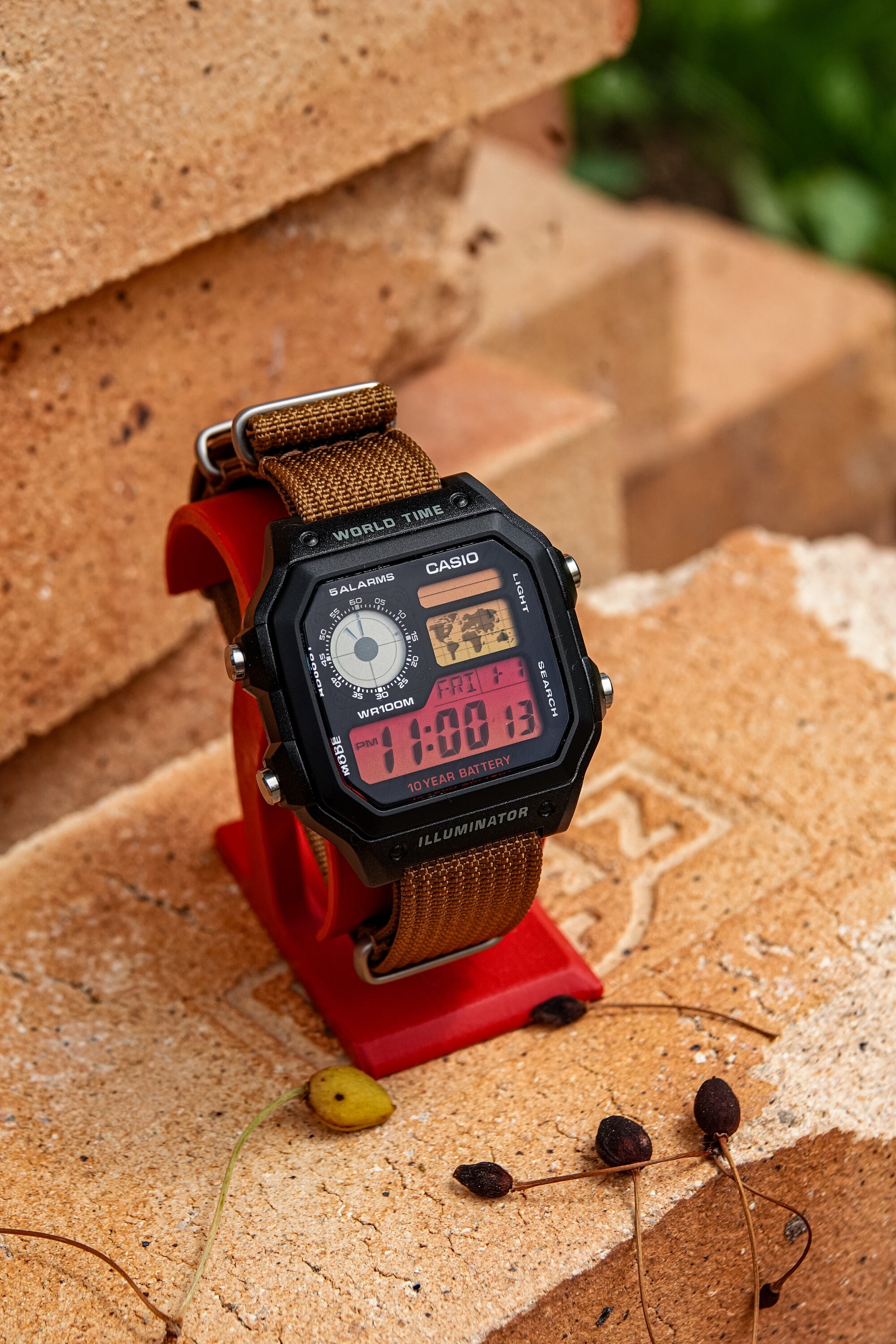 Casio Custom Hydro Mod Royale AE1200 Sand Star Watch Red and Yellow ...