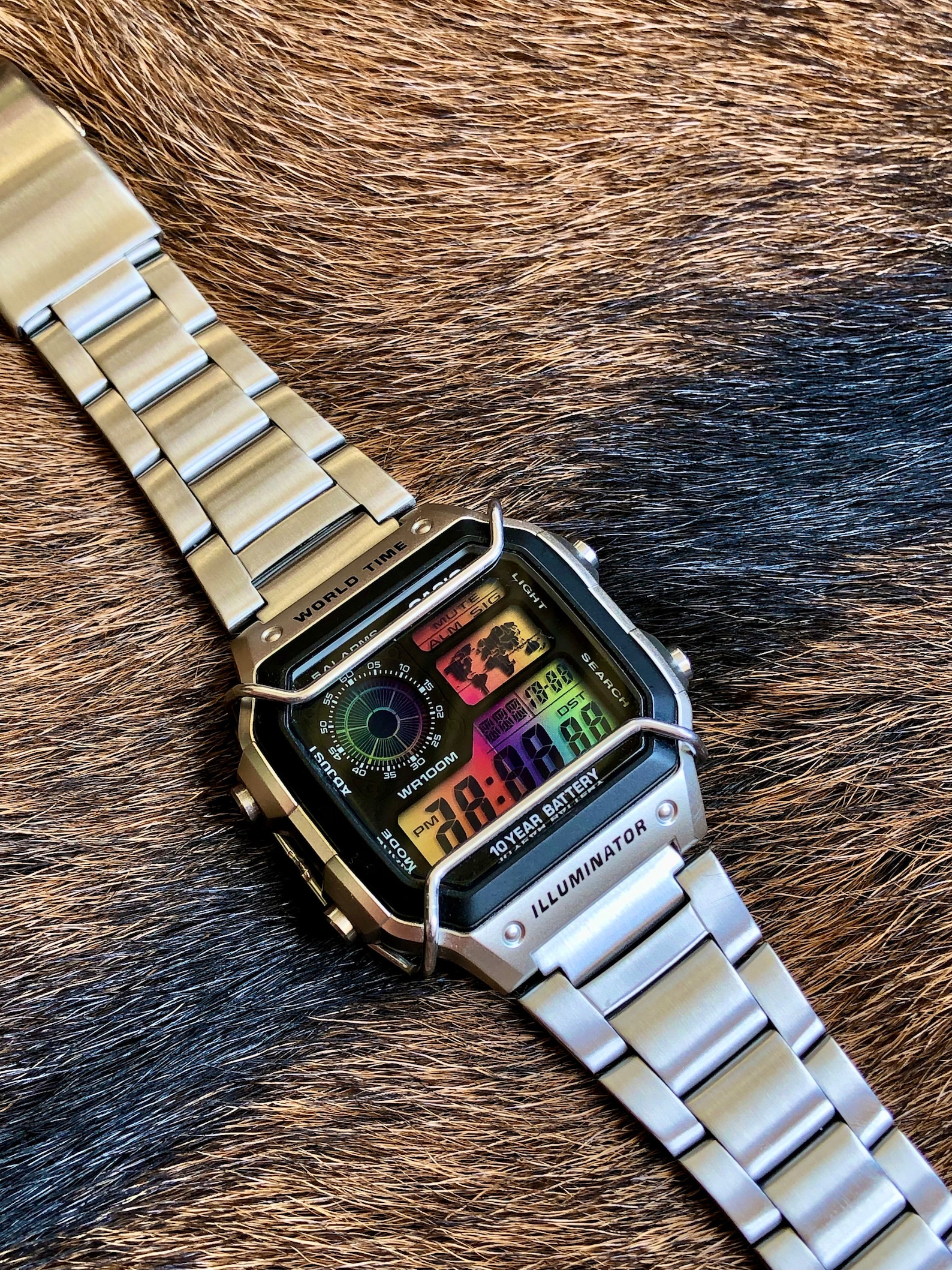 Casio Royale AE1200WHD Custom Vintage Casio Watch Rainbow Screen Metal ...