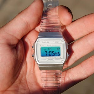 Custom Casio F-91W Blue Lagoon Watch - Modified Gray Casio Vintage ...