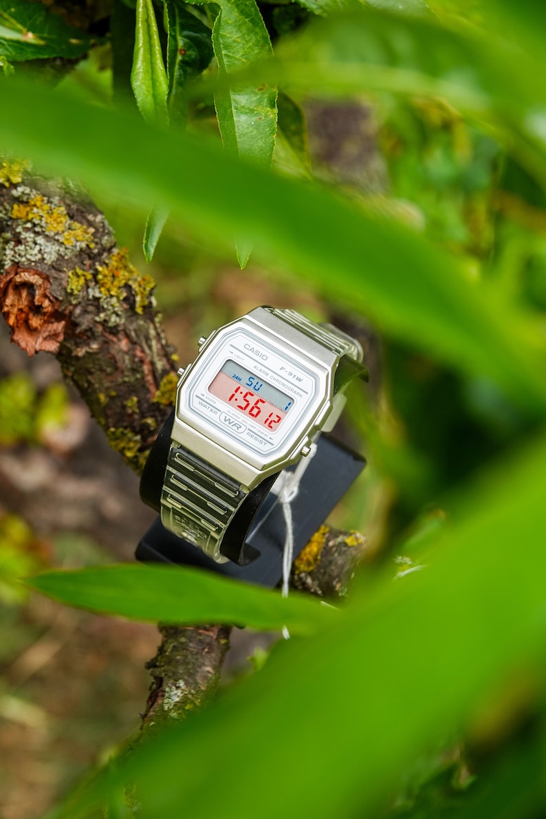 Casio F-91W seaside Clear Mod Modified White Transparent Casio F-91W ...