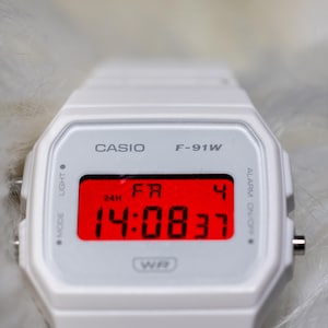 Arctic Blaze – Modified Watch Based on Casio F-91W – White Digital With ...