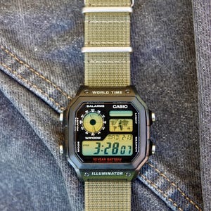 Casio Custom Hydro Mod Royale AE1200 Full Forest 22mm Watch Black ...