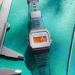 Custom Casio F91W tangerine Orange Watch Modified Gray Casio Vintage ...