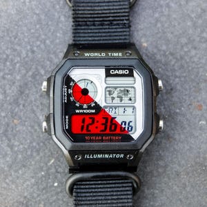 Casio Custom Hydro Mod Royale AE1200 Street Voyager 22mm Watch Red ...