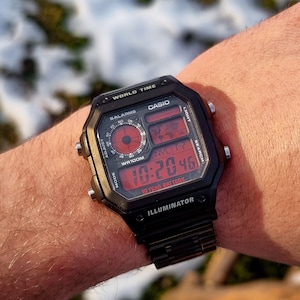 Red Metal Royale – Modified Watch Based on Casio AE-1200 – Inverted Red ...