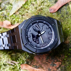 Casio Custom G-shock GA-2100 Black Metal - Black Stainless Steel Case ...