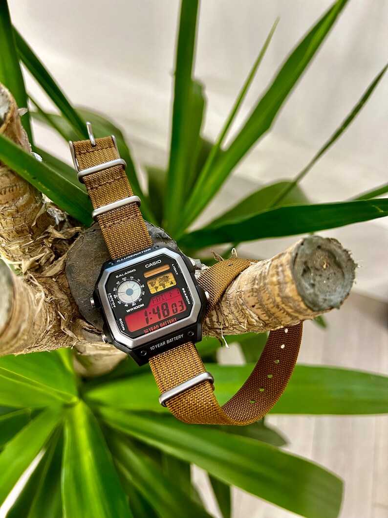 Casio Custom Hydro Mod Royale AE1200 sand Star Watch Red and Yellow ...