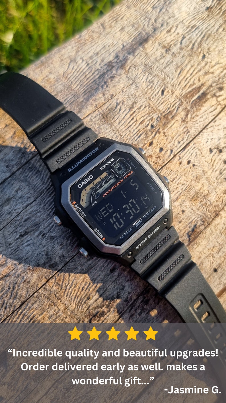 Custom Casio 'stealth One' Mod Black Casio WS1600 Digital Modified ...