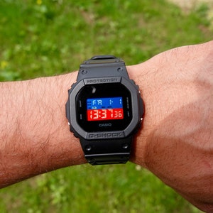 Casio G-shock DW-5600 Custom Watch Two-tone Red and Blue Screen G-shock ...