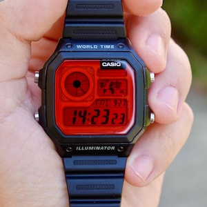 Casio Custom Hydro Mod Royale AE1200 Crimson Pulse Watch Red Polarized ...