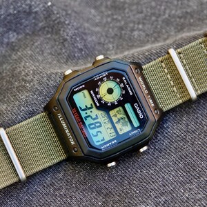 Casio Custom Hydro Mod Royale AE1200 Full Forest 22mm Watch Black ...