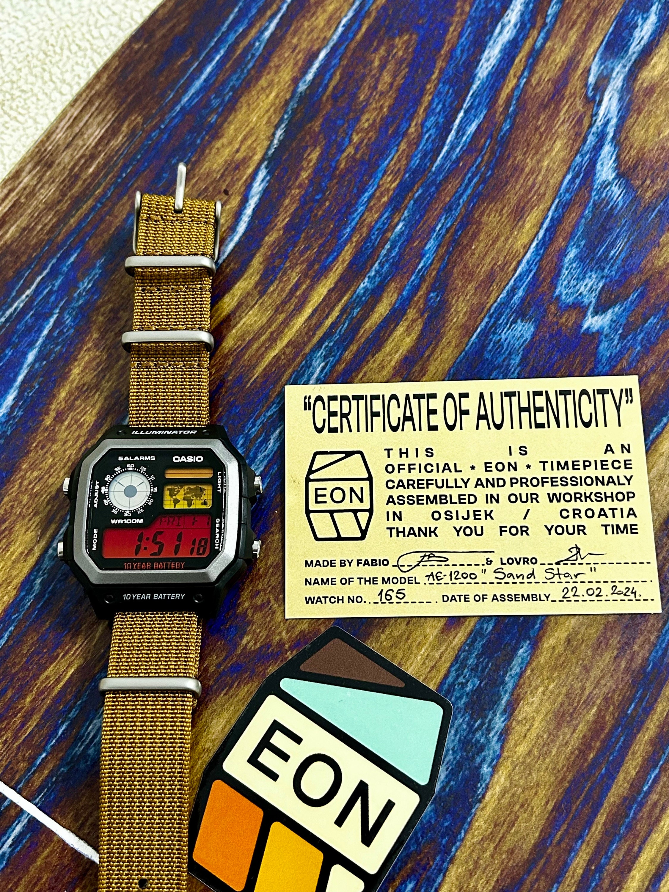 Casio Custom Hydro Mod Royale AE1200 sand Star Watch Red and Yellow ...