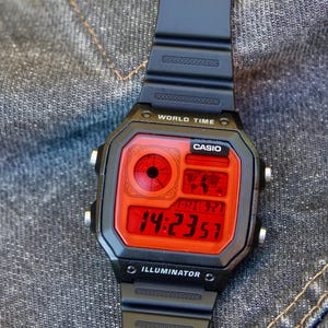 Casio Custom Hydro Mod Royale AE1200 Crimson Pulse Watch Red Polarized ...