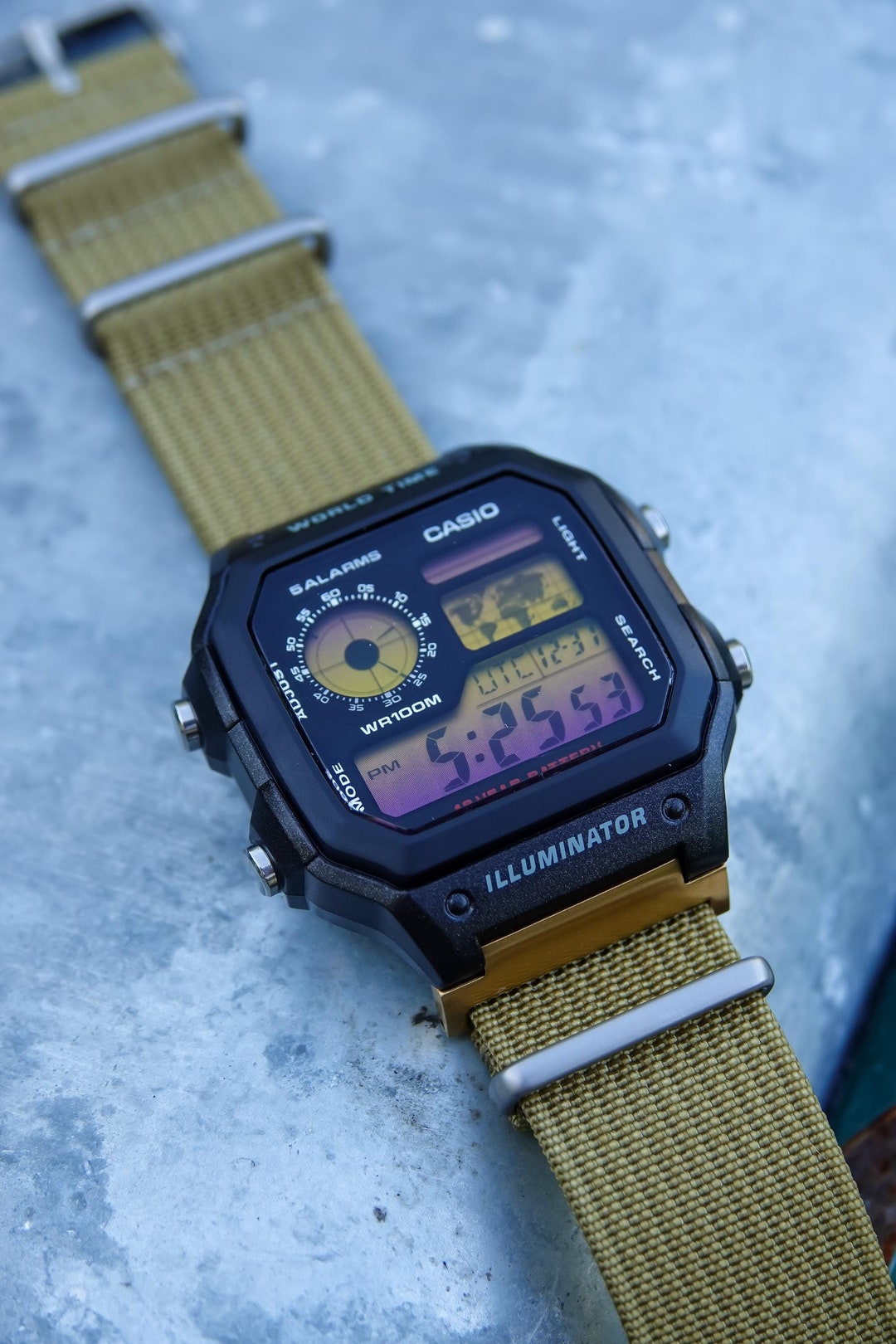 Casio Custom Hydro Mod Royale AE1200 Sunset Royale 22mm Watch Black ...