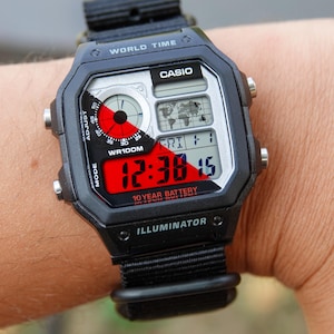 Casio Custom Hydro Mod Royale AE1200 Street Voyager 22mm Watch Red ...
