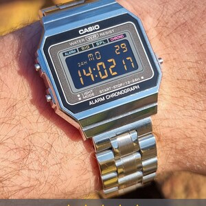 Casio Watch Modified Custom Mod Vintage Chrome Metal Black Screen ...