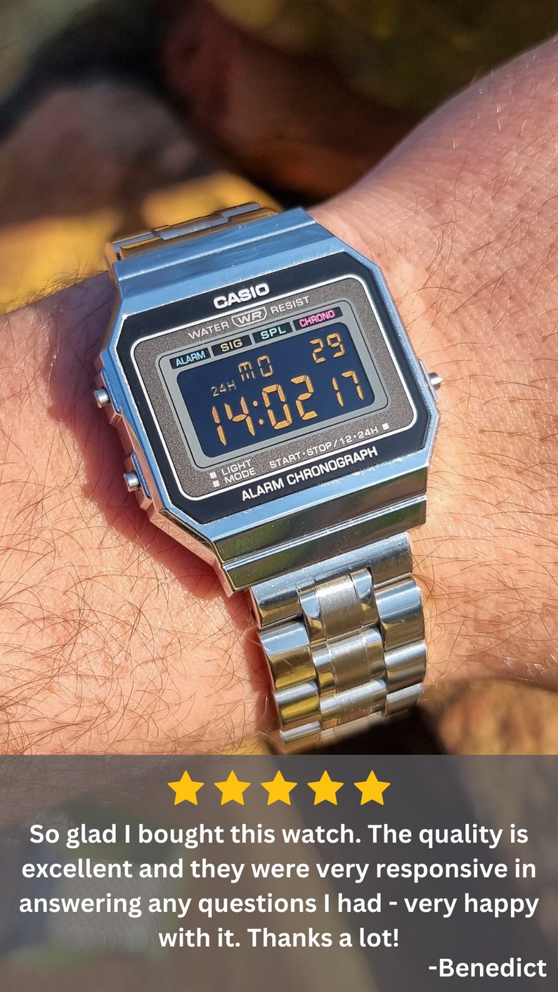 Casio Watch Modified Custom Mod Vintage chrome Metal Black Screen ...