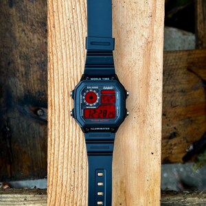 Casio Custom Hydro Mod Royale AE1200 RED Pulse Watch Red Polarized ...