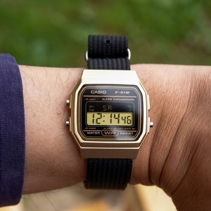 F91-W Black Gold Casio Custom Mod Modified Gold Casio Watch With Dual ...