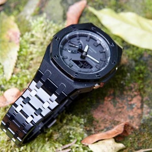 Casio Custom G-shock GA-2100 Black Metal - Black Stainless Steel Case ...