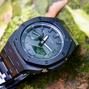 Casio Custom G-shock GA-2100 Black Metal - Black Stainless Steel Case ...