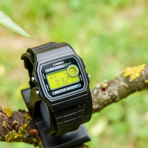 Custom Casio Mod F-94WA Lime Green - Modified Black Casio Watch - Rare ...