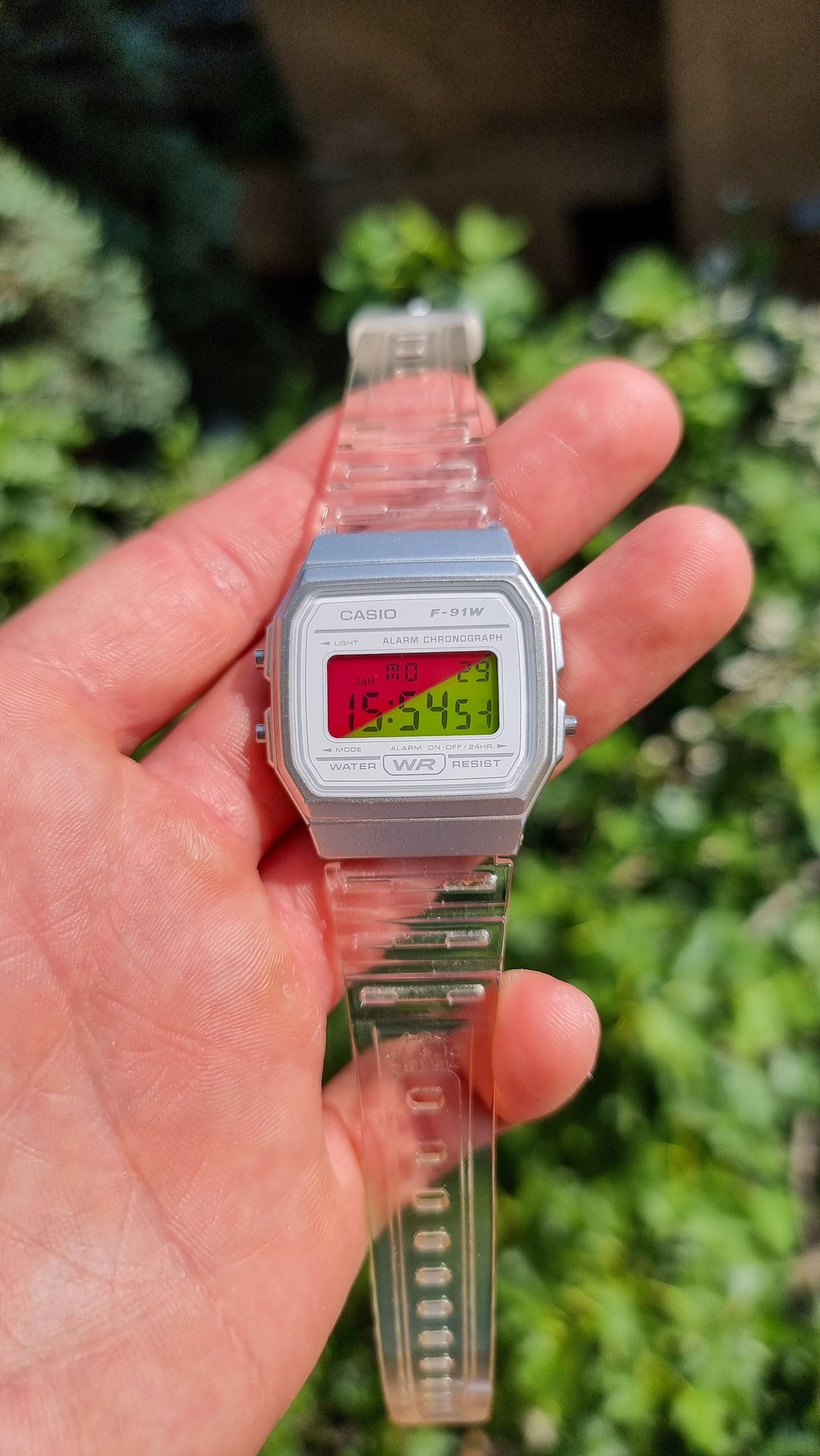 Casio F-91W Double Trouble Mod Modified White Transparent Casio Watch ...