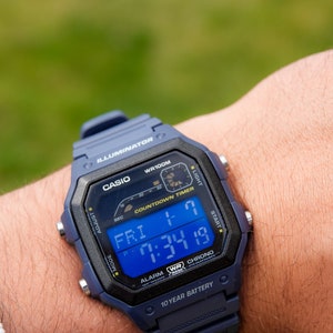 Custom Casio Ocean King Mod - Blue Casio WS-1600 Digital Modified Watch ...
