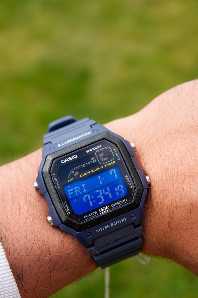 Custom Casio 'ocean King' Mod Blue Casio WS1600 Digital Modified Watch ...