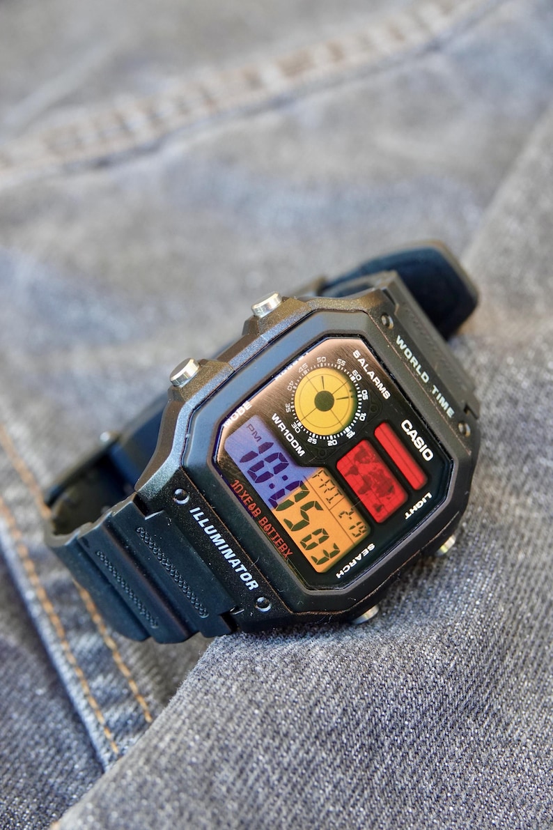Vivid Horizon – Modified Watch Based on Casio AE-1200 – Blue, Red ...