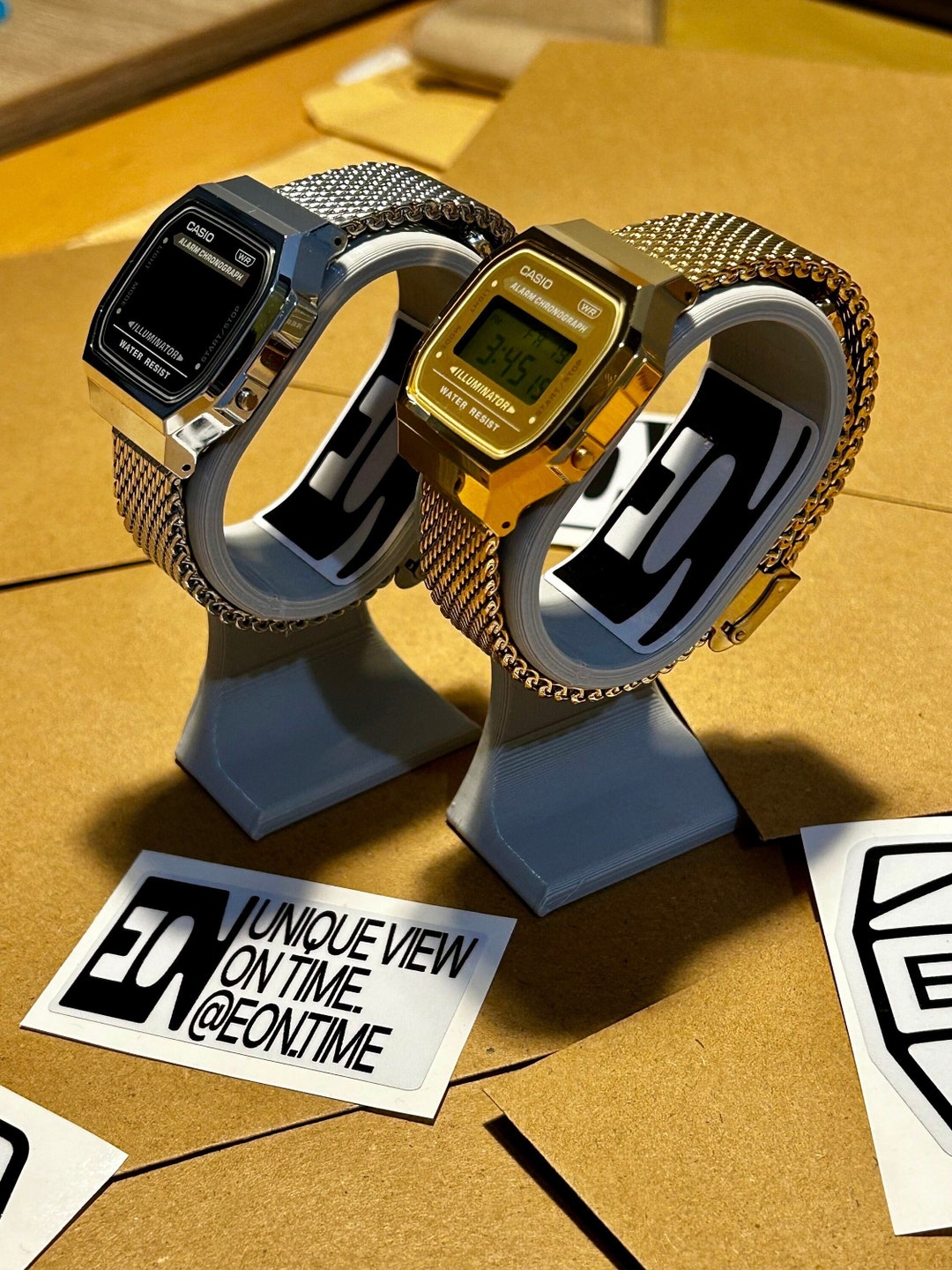 Custom Casio A168 His and Hers Casio Combo A168 Silver & Gold Custom ...