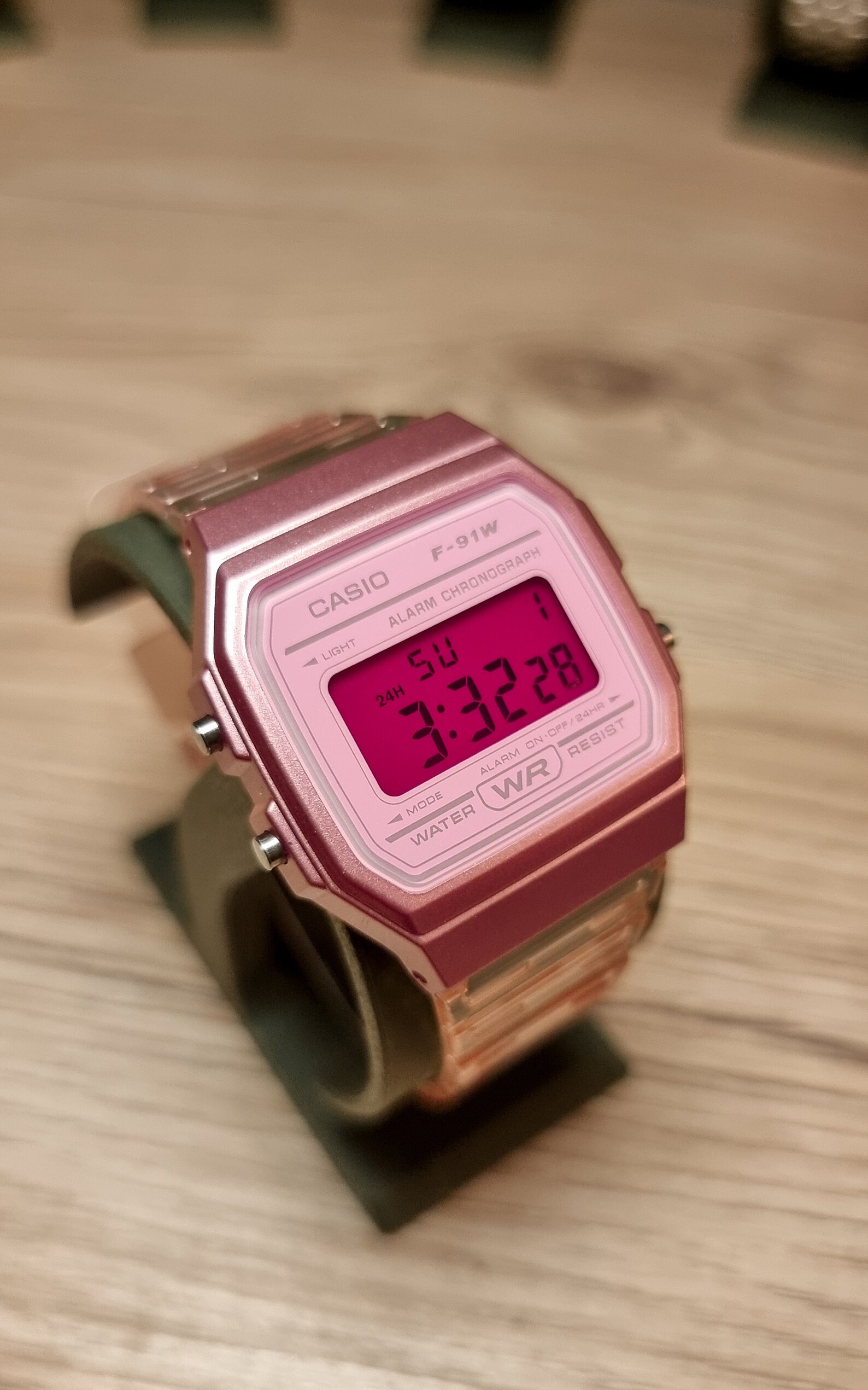 Miami Pink – Modified Watch Based on Casio F-91W – Transparent Pink ...