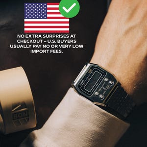 Classic Black – Modified Watch Based on Casio F-91W – All-black Digital ...