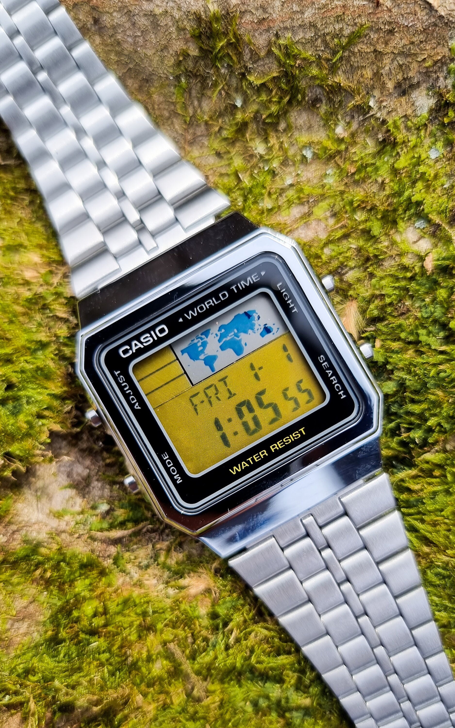 Modified Custom Chrome Casio A500 Worldtime With Yellow Tone Screen and ...