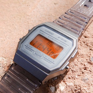 Custom Casio F-91W Tangerine Orange Watch Modified Gray Casio Vintage ...