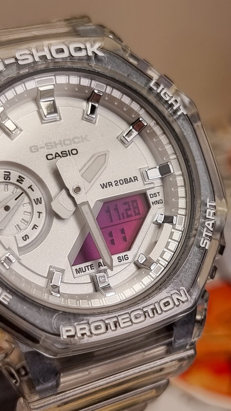 Custom Casio G-shock Watch Transparent Body Purple Screen - Etsy