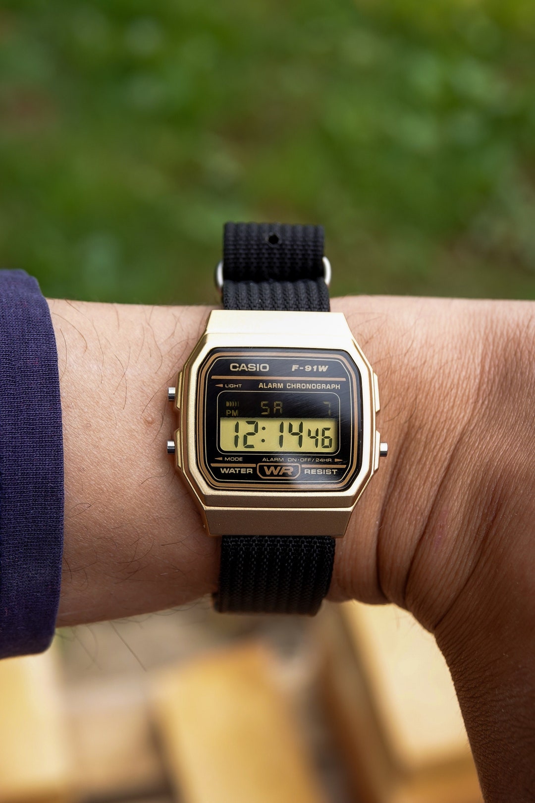 F91-W Black Gold Casio Custom Mod Modified Gold Casio Watch With Dual ...