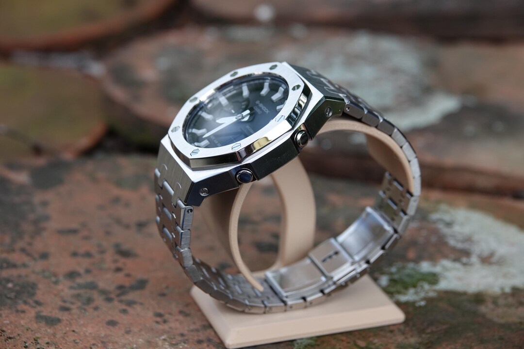 Casio Custom G-shock GA-2100 Silver Metal Case - Full Metal Jacket ...