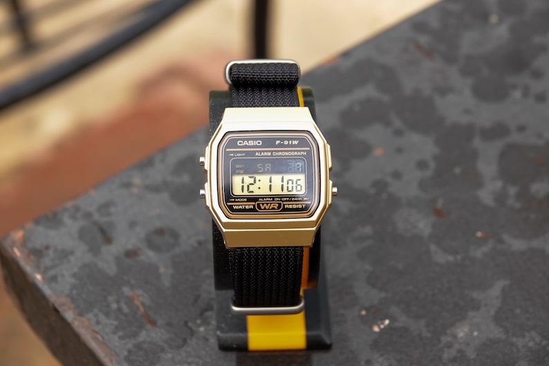 F91-W black Gold Casio Custom Mod Modified Gold Casio Watch With Dual ...