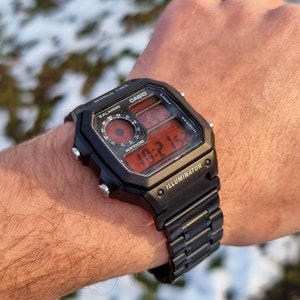 Red Metal Royale – Modified Watch Based on Casio AE-1200 – Inverted Red ...