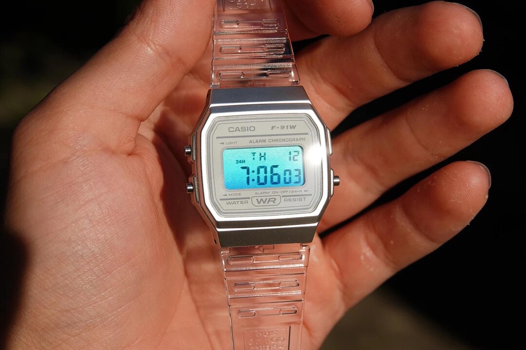 Custom Casio F-91W Blue Lagoon Watch - Modified Gray Casio Vintage ...