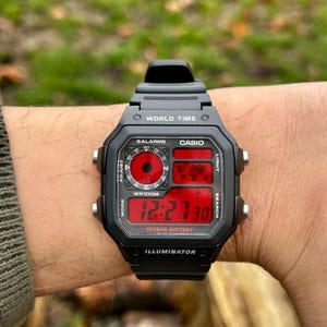 Casio Custom Hydro Mod Royale AE1200 RED Pulse Watch Red Polarized ...