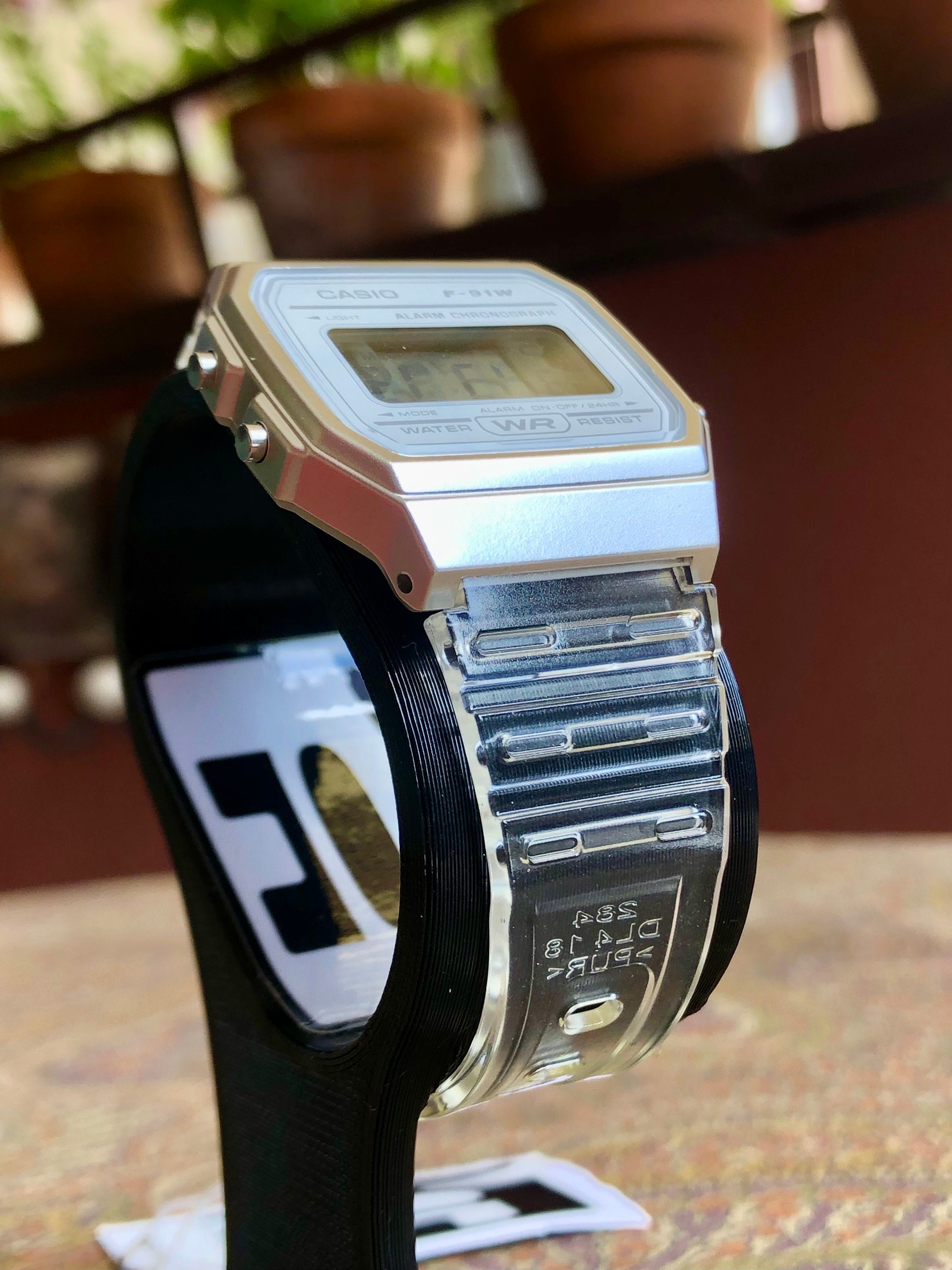 Custom Casio F91 Ghost Time Watch - Modified White Casio Digital Watch ...