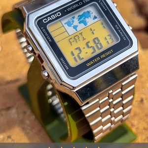 Modified Custom Chrome Casio A500 Worldtime With Yellow Tone Screen and ...