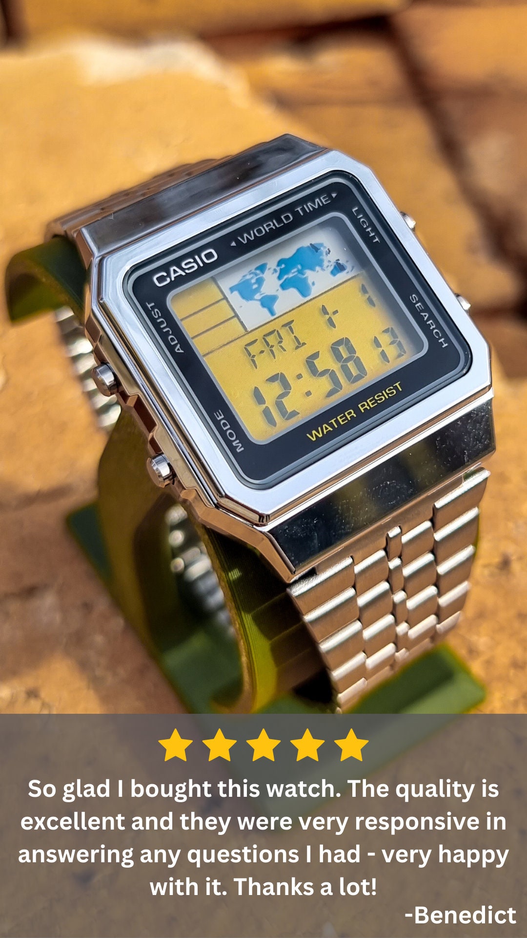 Modified Custom Chrome Casio A500 Worldtime With Yellow Tone Screen and ...