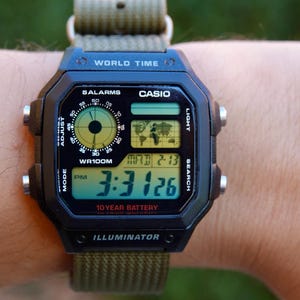 Casio Custom Hydro Mod Royale AE1200 Full Forest 22mm Watch Black ...